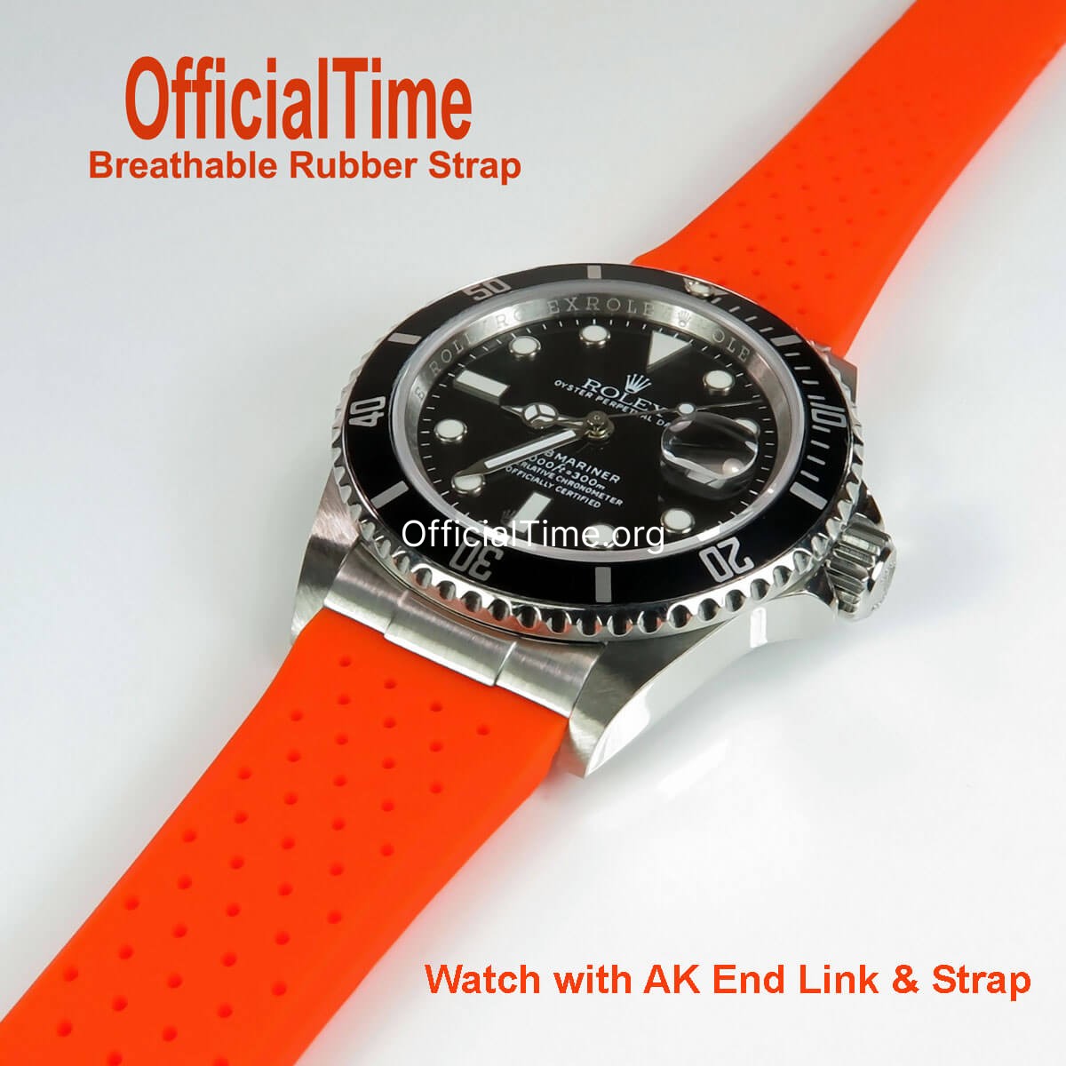 Rolex Submariner Style | OfficialTime Breathable Rubber Strap for Rolex
