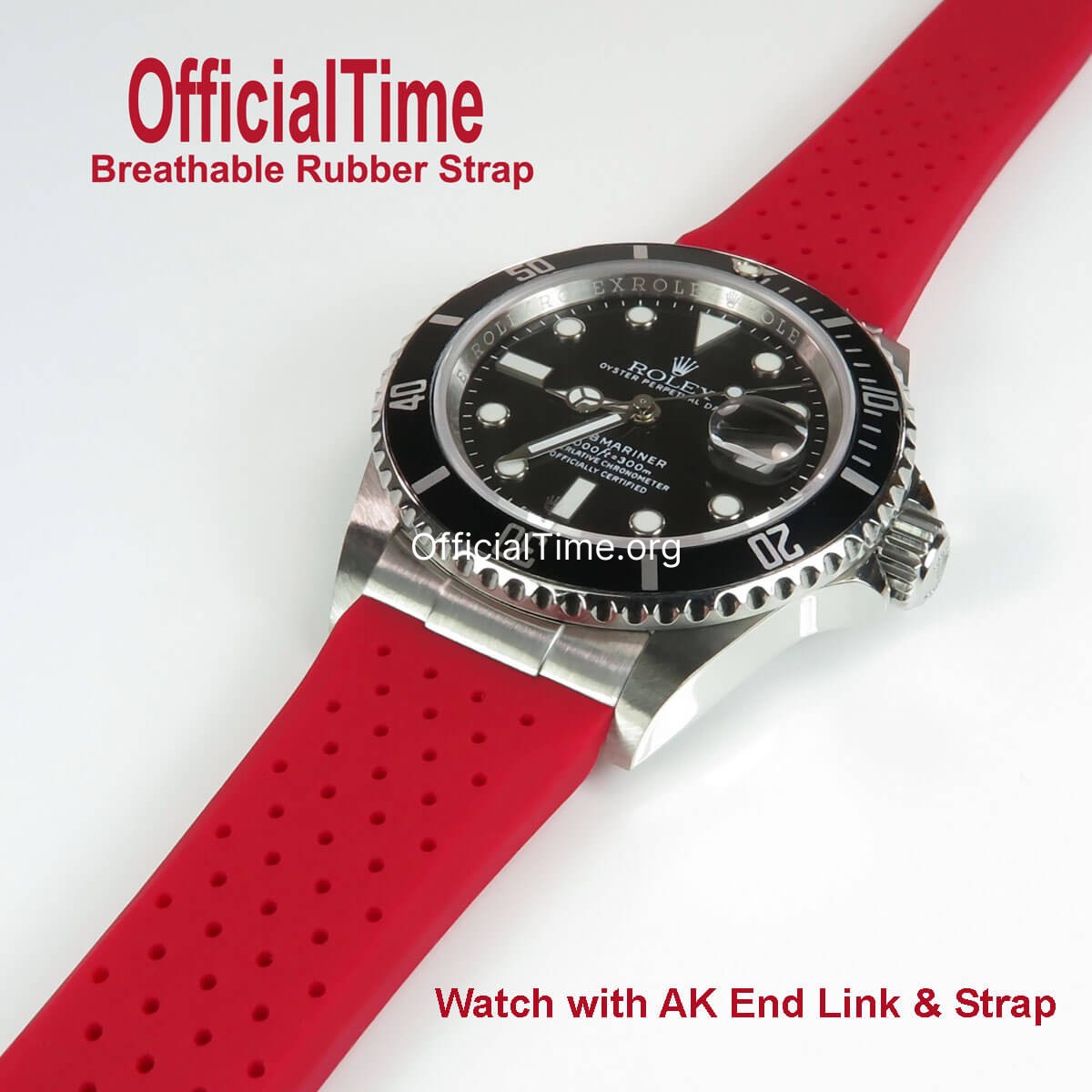 Rolex Submariner Style | OfficialTime Breathable Rubber Strap for Rolex