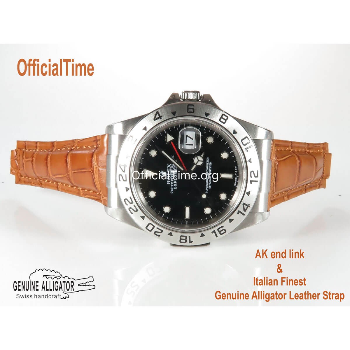 Rolex Explorer Style | OfficialTime Genuine Alligator Leather Strap for ...